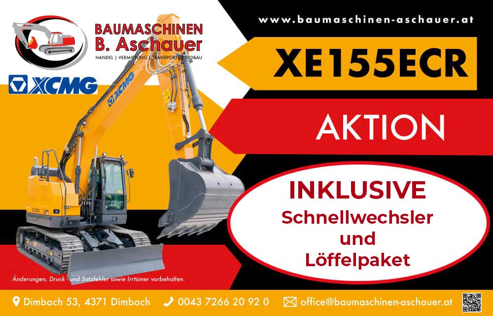 XCMG Bagger SET AKTION – XCMG XE155ECR mit Kabine und zweiteiligem ...